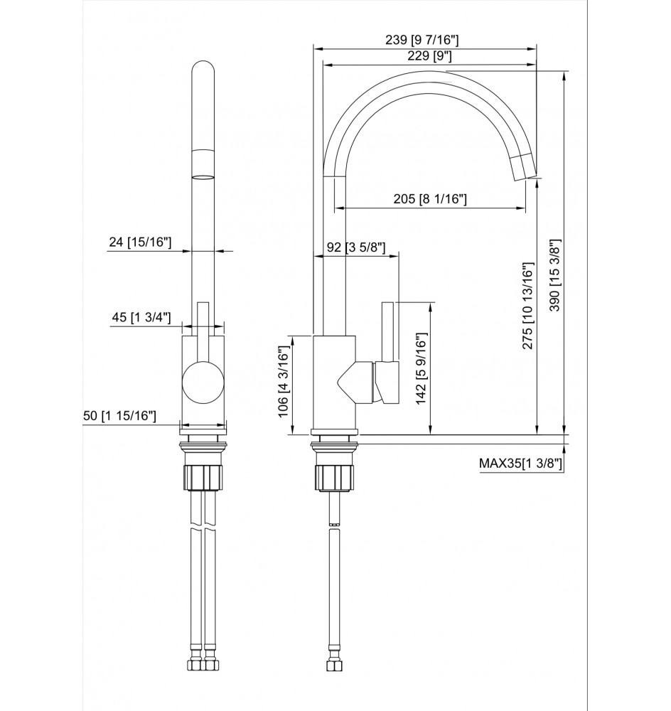 82H37 Matte Black Round Sink Mixer | Danish Building Supplies