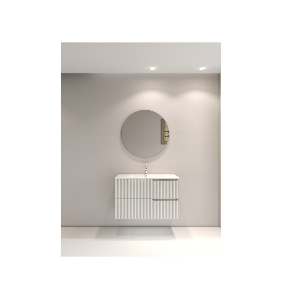 LASA-900 Wall Hung vanity FLUTED MATTE WHITE Included Components ...