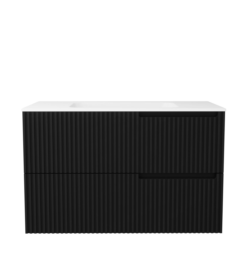 LASA-900MB Wall Hung vanity FLUTED MATTE BLACK Included Components ...