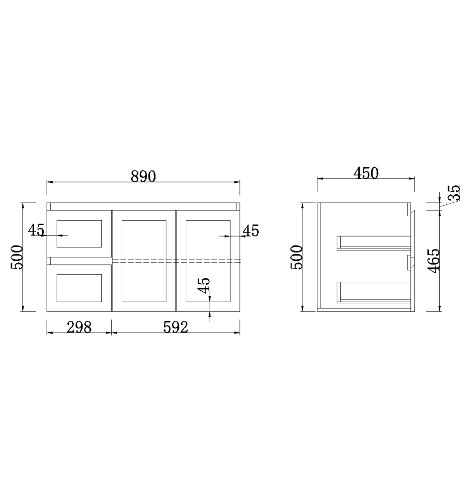 SKBA9046W SOFIA Wall Hung vanity MATTE WHITE Included Components ...