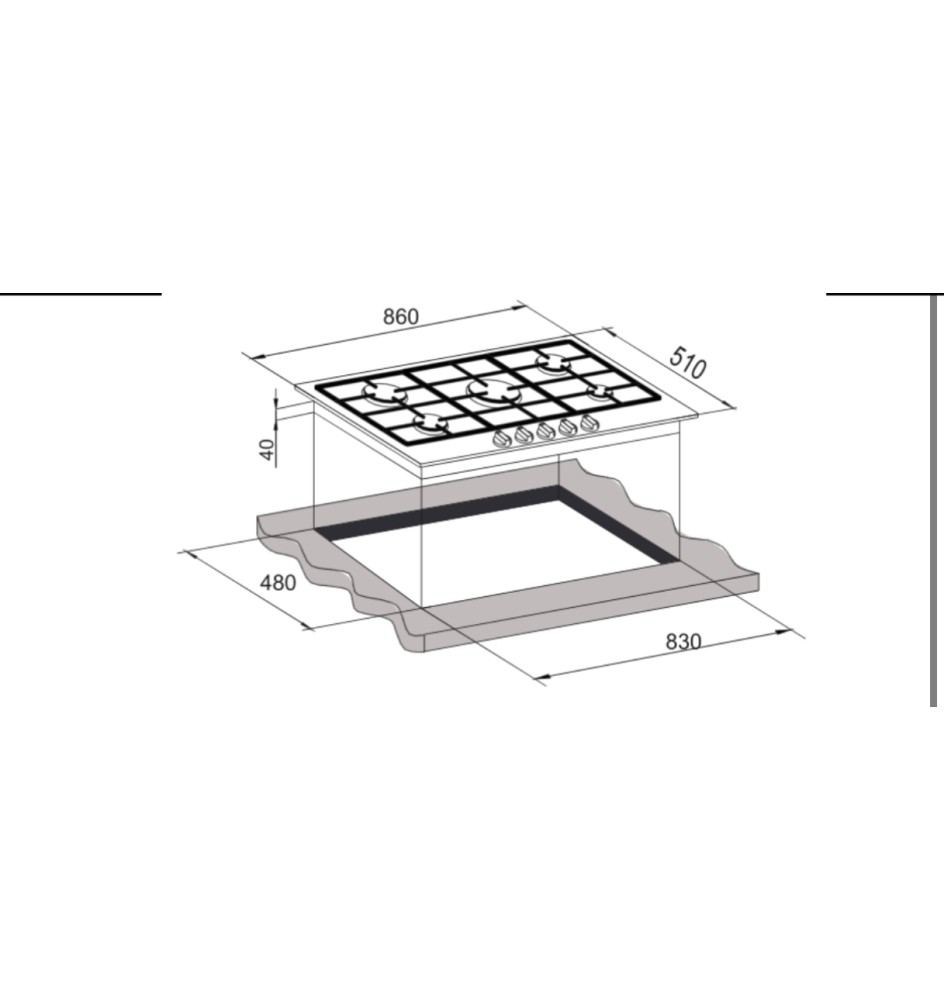 Order GCTBL900 90cm Built-In Gas Hob | Danish Building Supplies